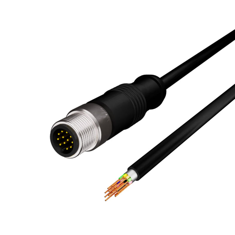 CEI MI-E0-3-X-15M Cable, M12 12 Pole Male A-Coded to Flying Leads, 15 ...