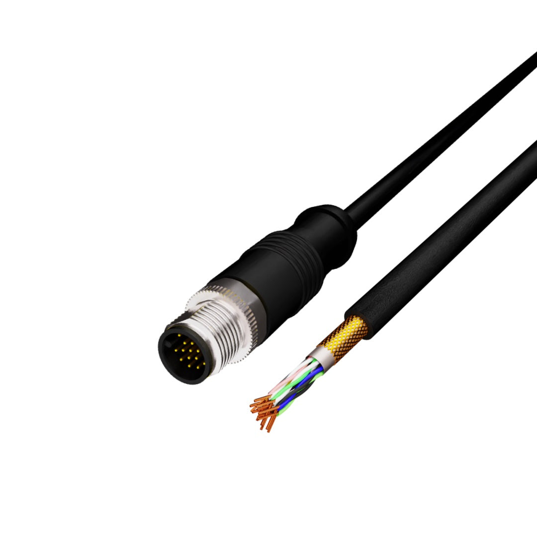 CEI MI-G0-4-X-10M Cable, M12 17 Pole Female A-Coded to Flying Leads, 1